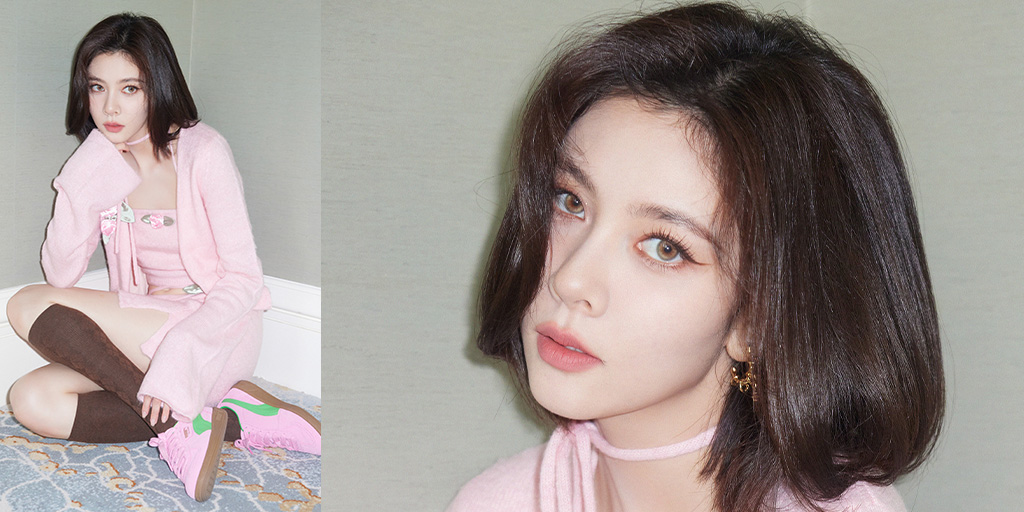 当红女星宋妍霏粉色包臀裙配棕色小腿袜尽显魅惑，超清原图棉袜纹理清晰可见_星丝网